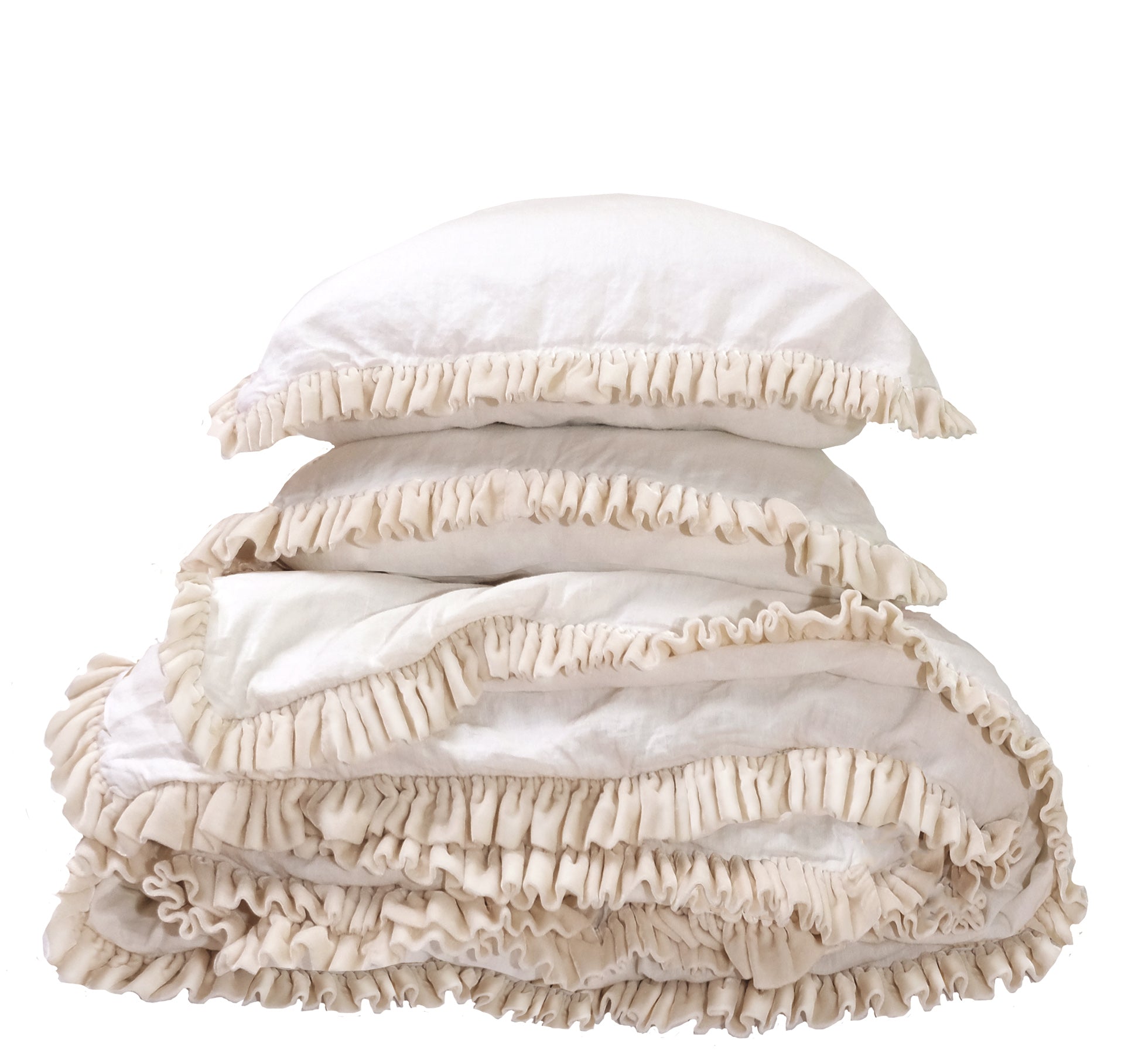 Colette Petite Silk Velvet Ruffle Linen Bed – Linen Salvage Et Cie