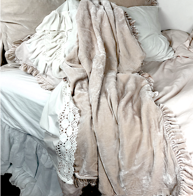 Colette Silk Velvet Ruffle Throws – Linen Salvage Et Cie