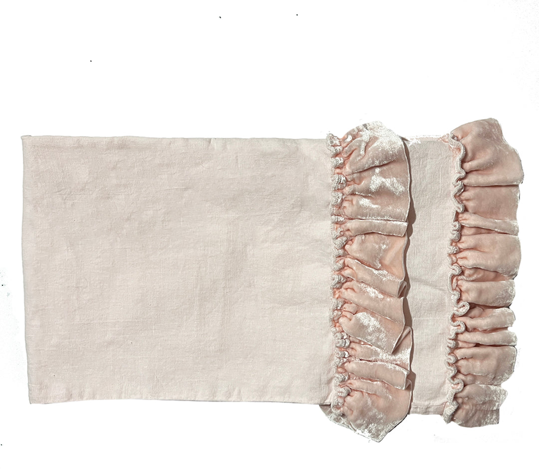 1 unit Sample- Double Tatter Velvet Ruffle Std Pillowcase- Blush ...
