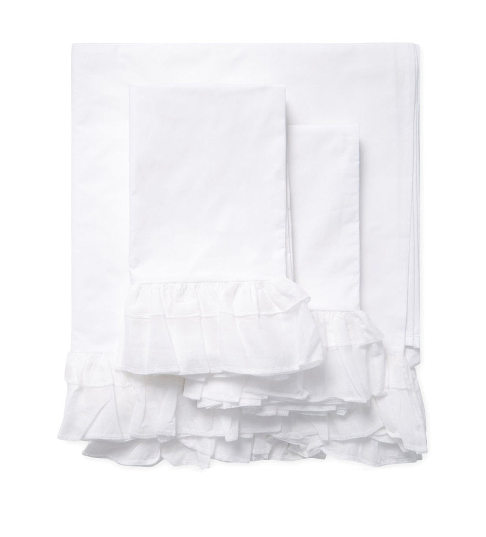 Bella Double Ruffle Sheet Collection - White – Linen Salvage Et Cie