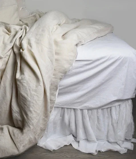Estelle Double Ruffle Voile Bedskirt-White – Linen Salvage Et Cie